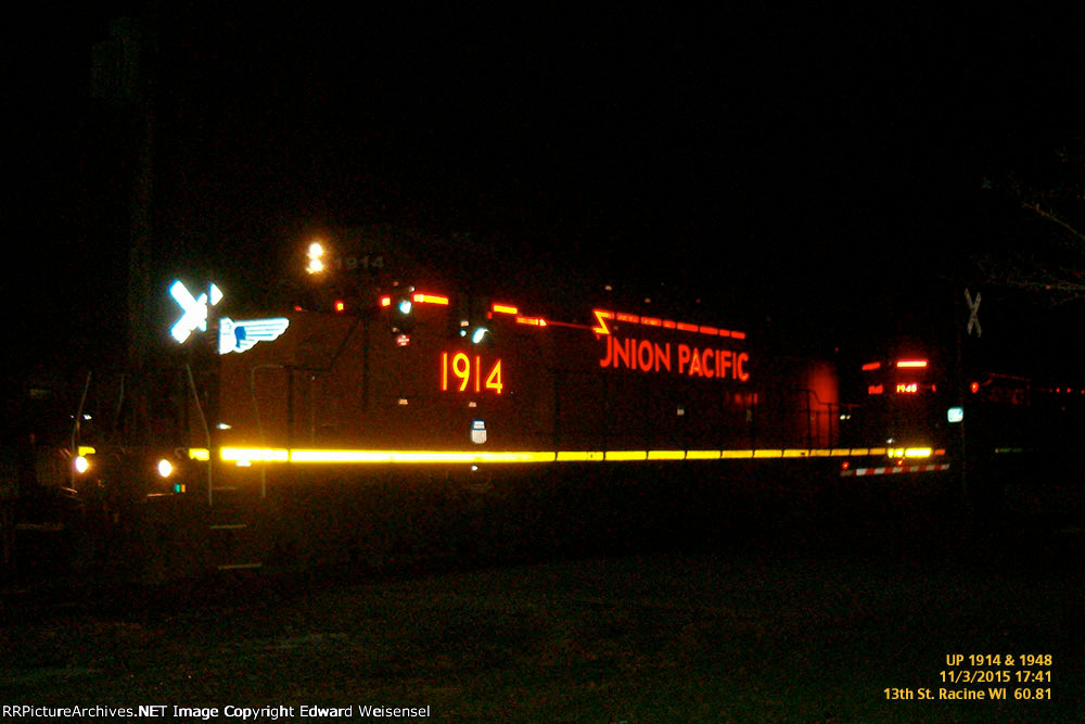 UP 1914 leads a very late Ives rock train north